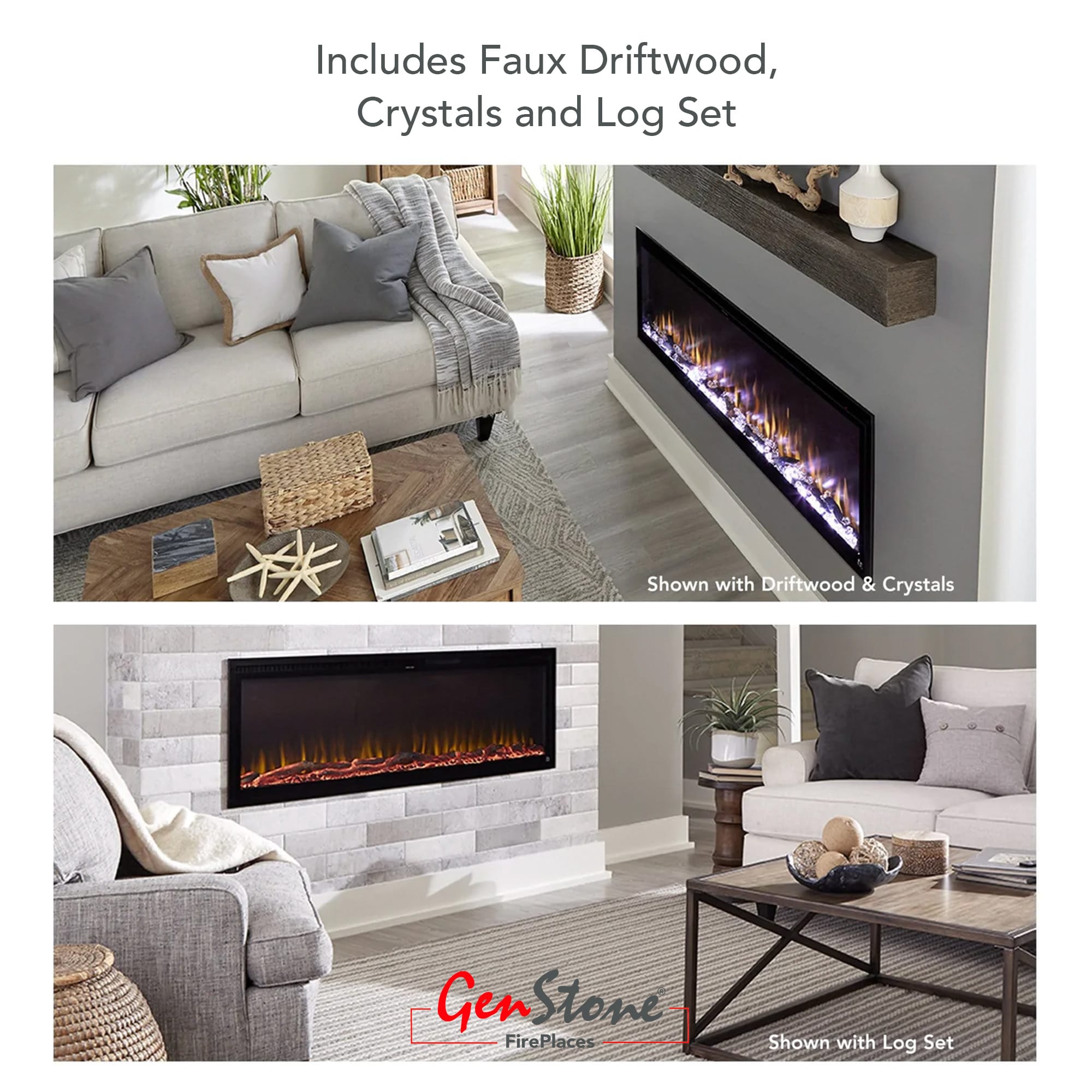 Bradford 42" Panoramic+ Electric Fireplace | GenStone