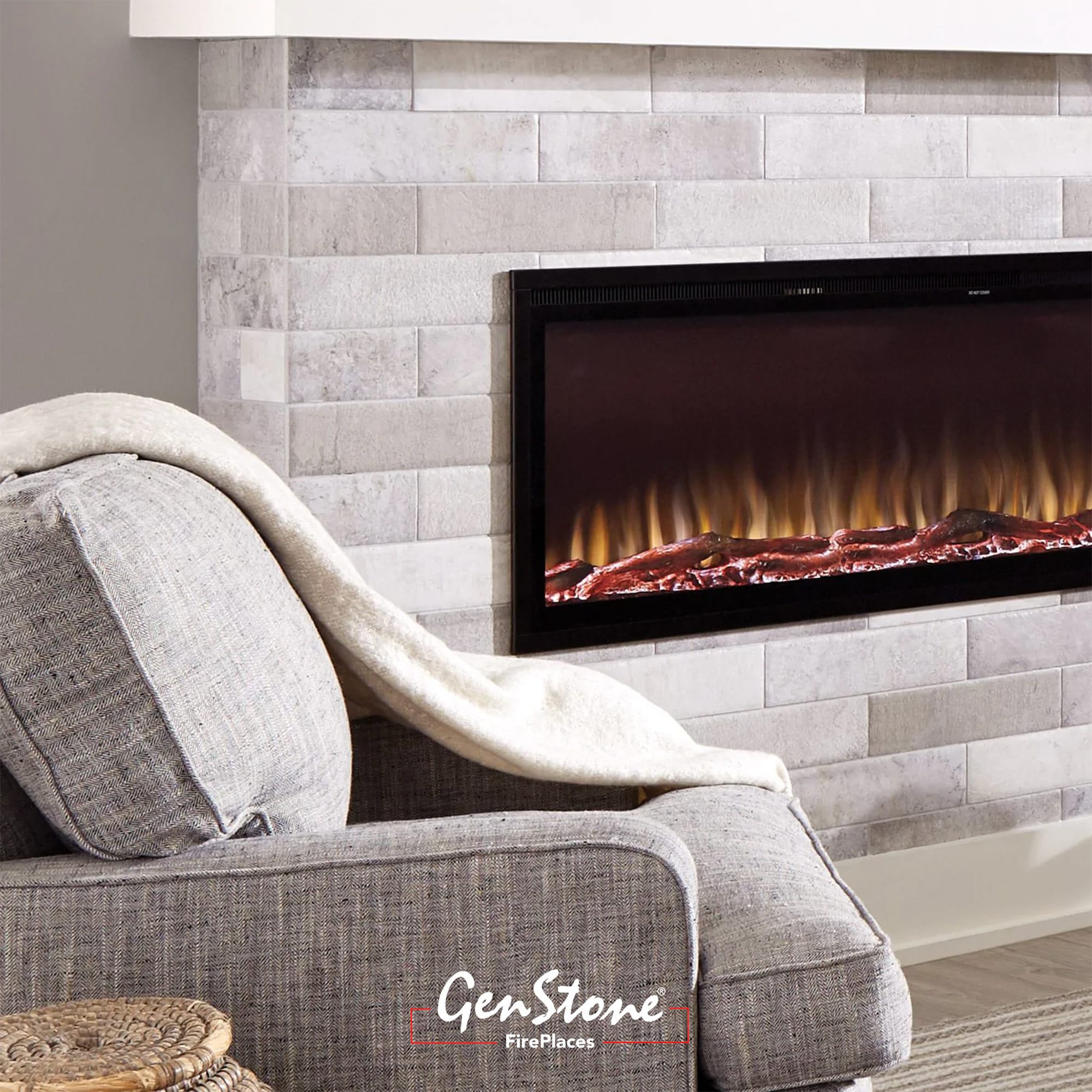 Bradford 42" Panoramic+ Electric Fireplace | GenStone